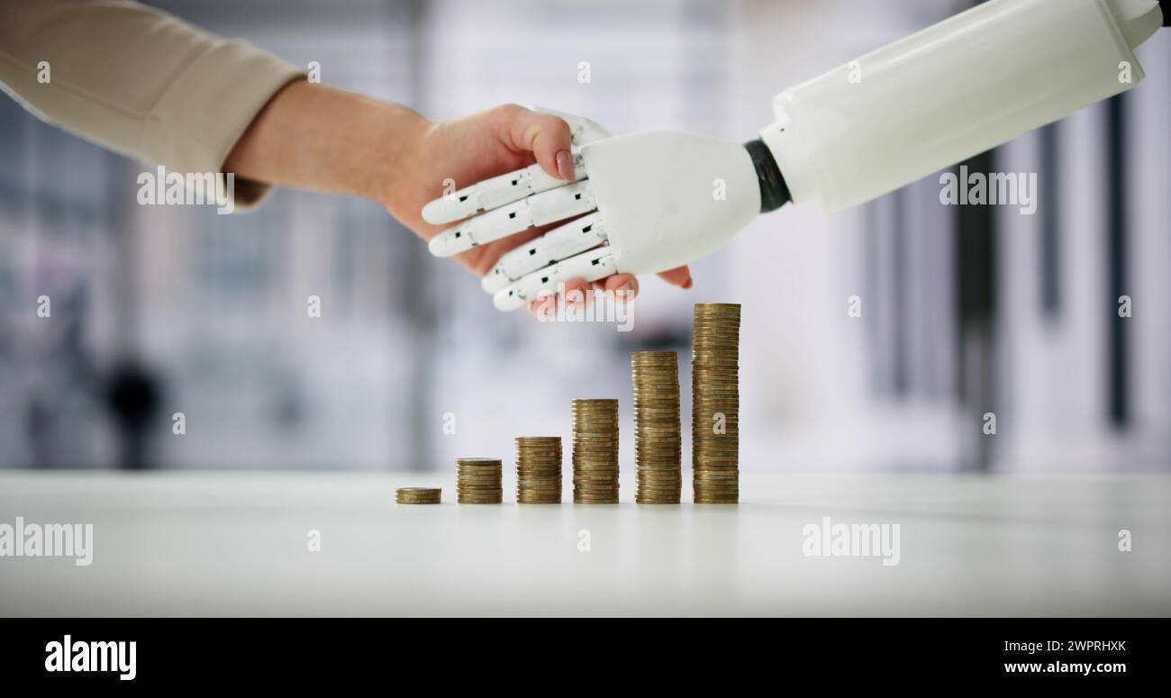 AI Trade Robot Saving Money. Business Trader Handshake Stock Photo - Alamy