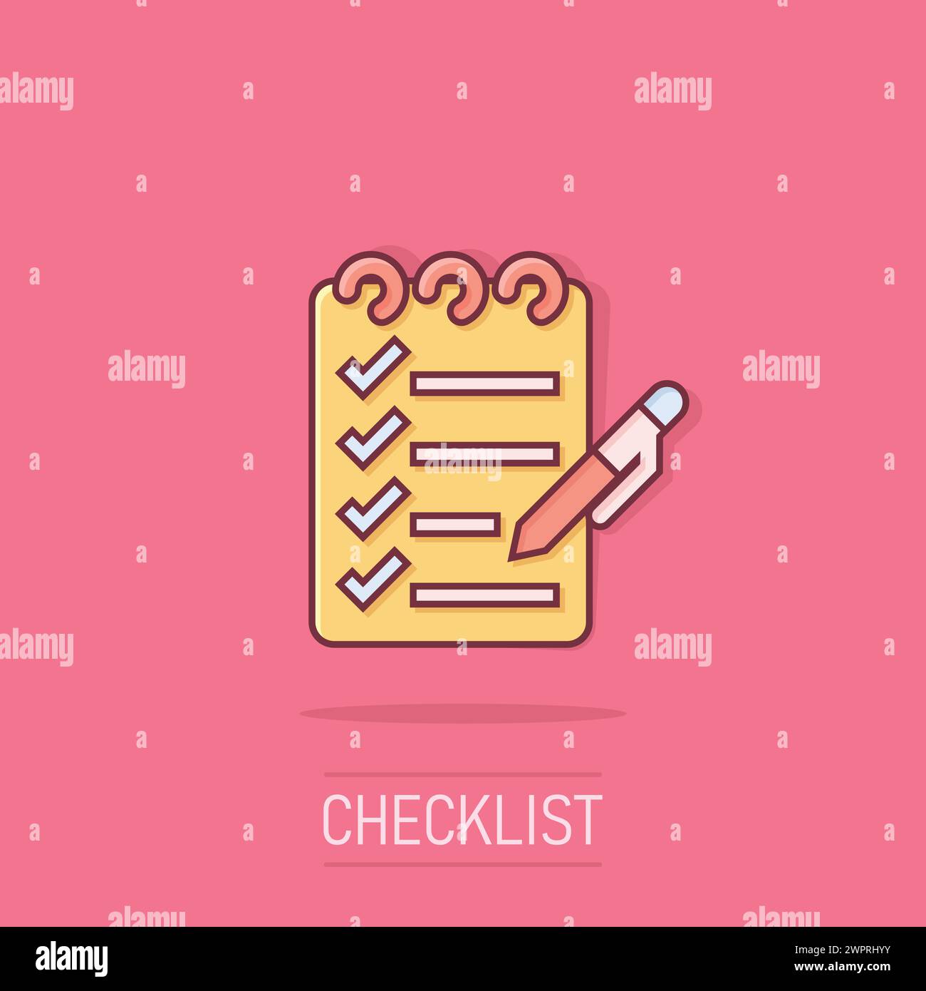 To do list icon in comic style. Document checklist cartoon vector ...