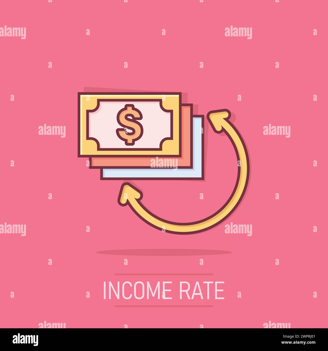 Income rate increase icon in comic style. Finance performance cartoon ...