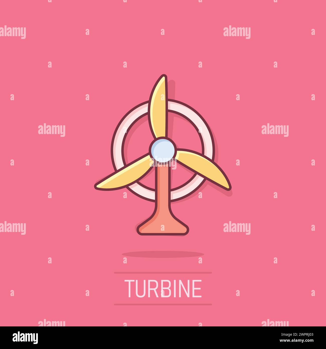 Wind power plant icon in comic style. Turbine cartoon vector ...