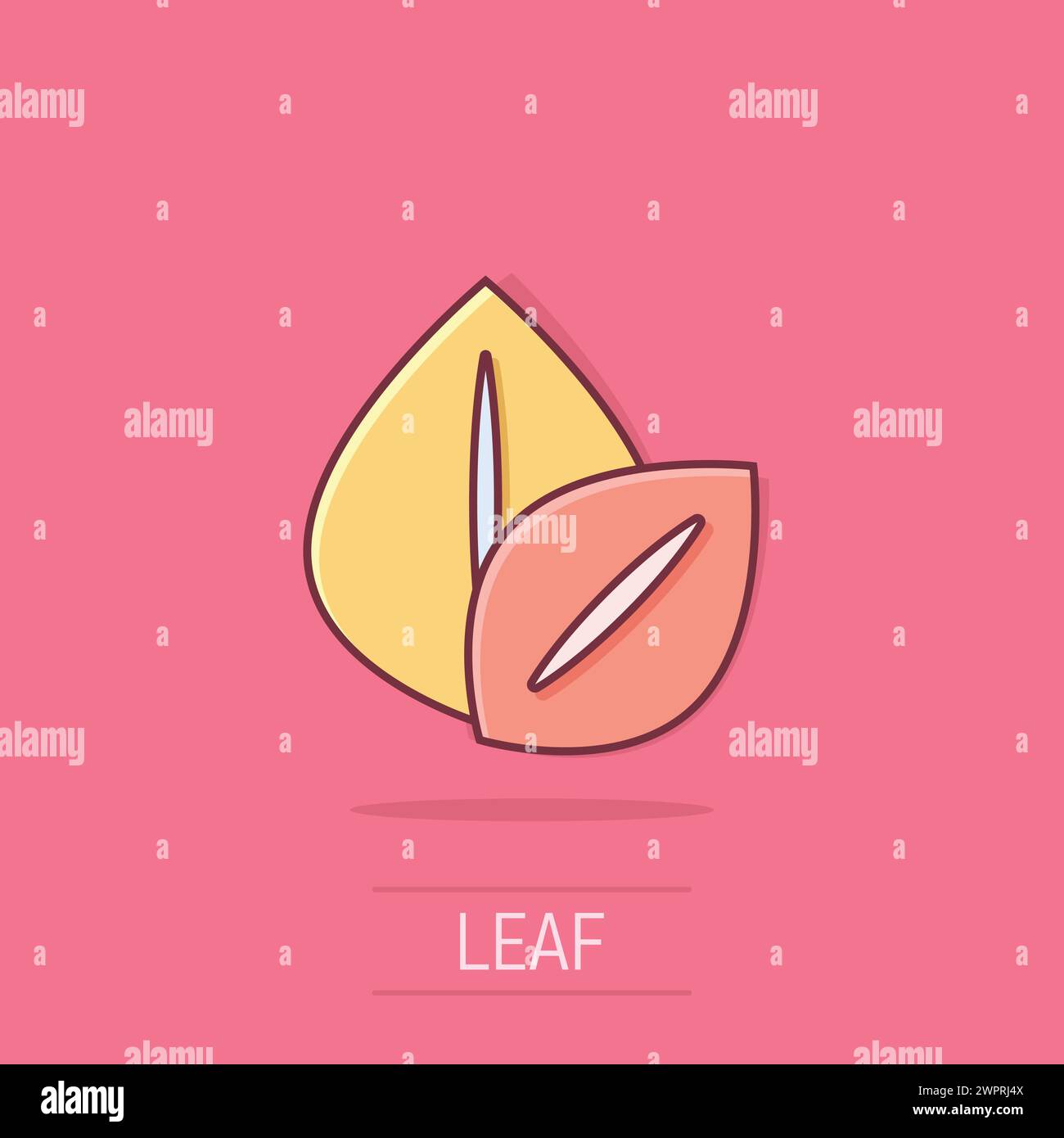 Leaf icon in comic style. Plant cartoon vector illustration on isolated ...