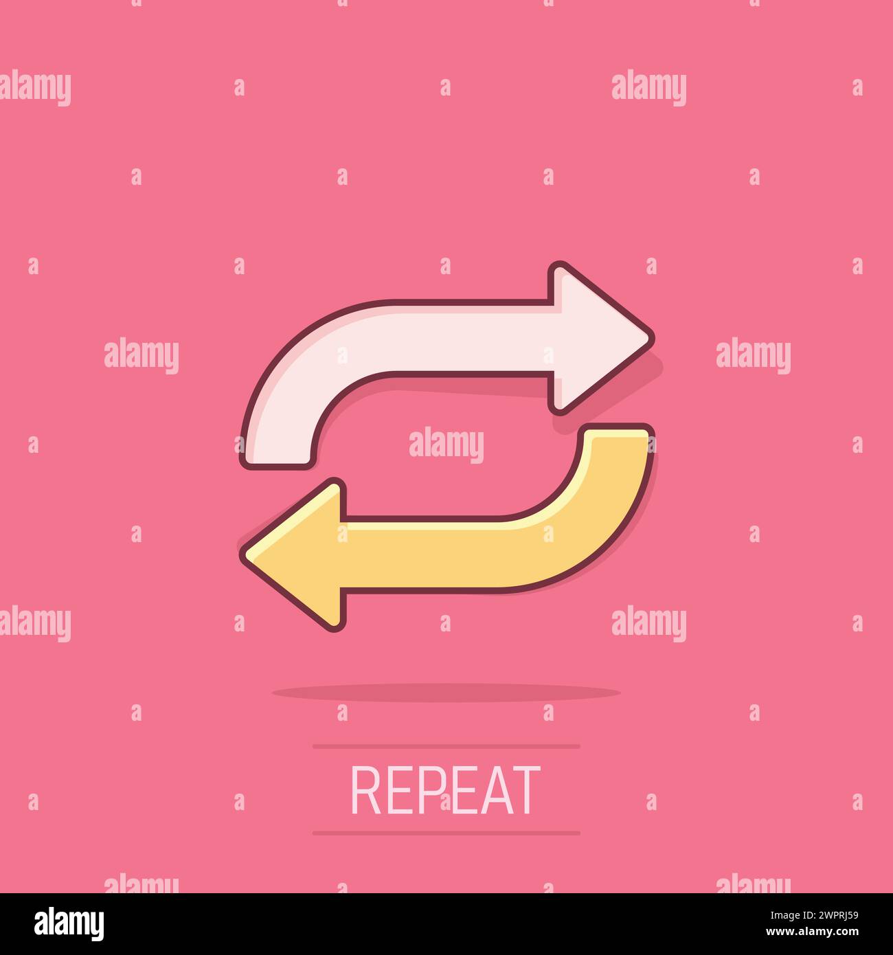 Arrow rotation icon in comic style. Sync action cartoon vector ...