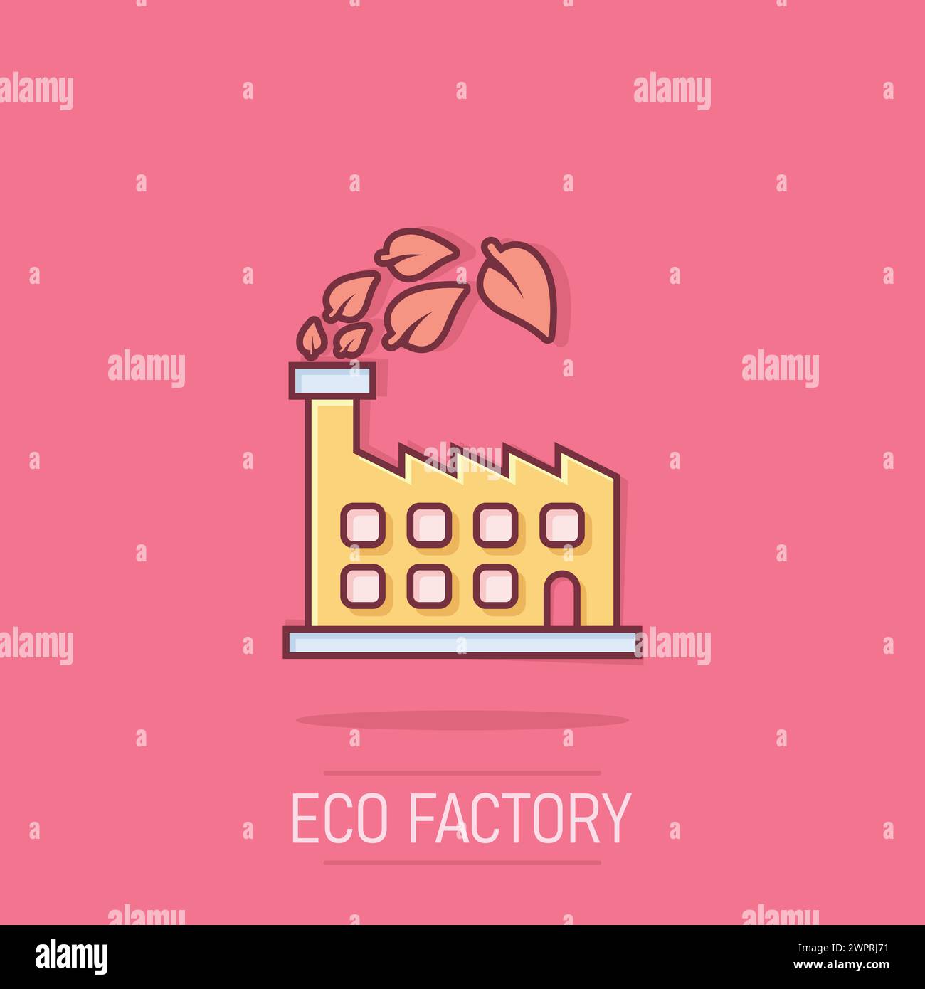 Factory ecology icon in comic style. Eco plant cartoon vector ...