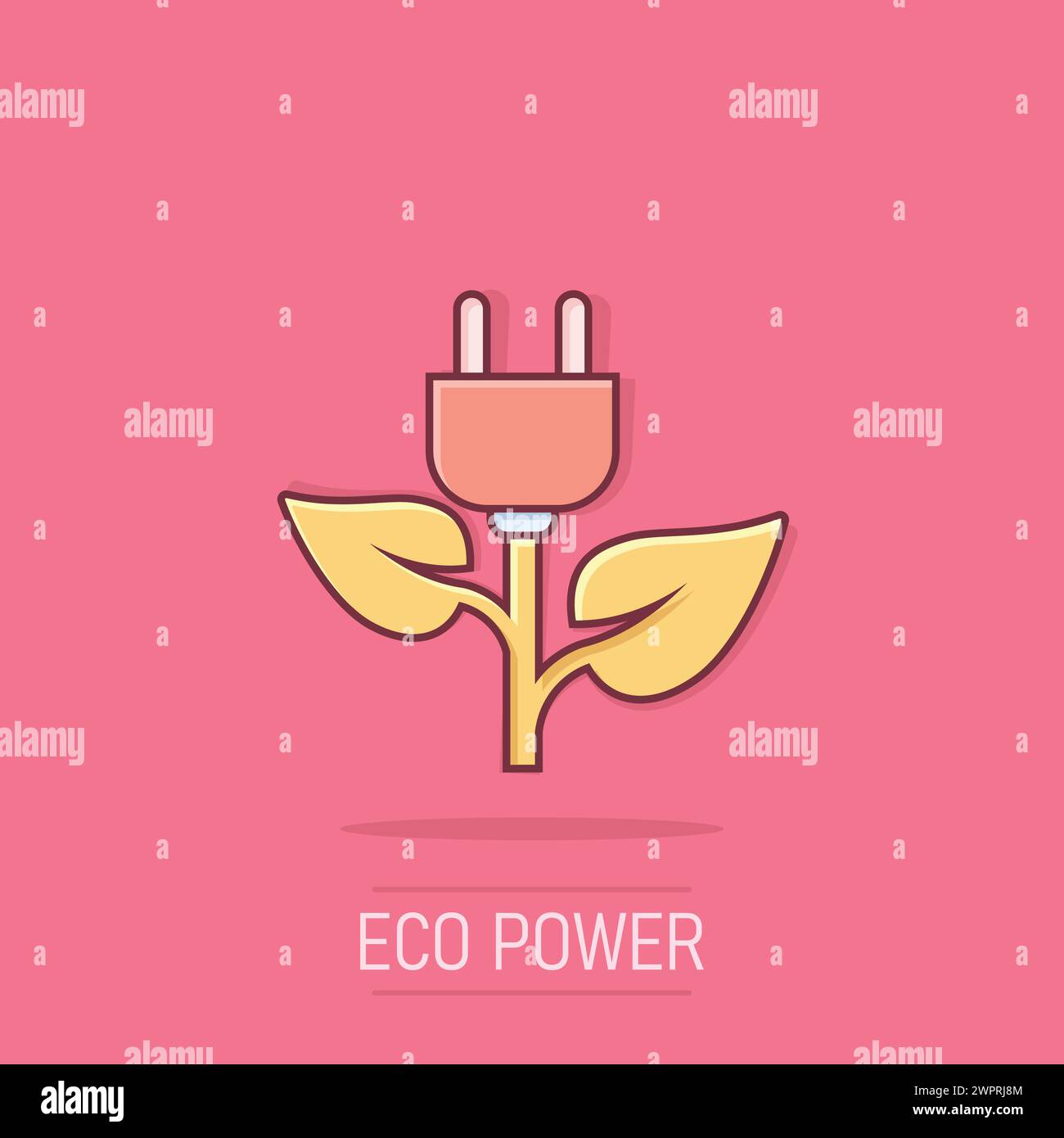 Eco power icon in comic style. Green energy cartoon vector illustration ...