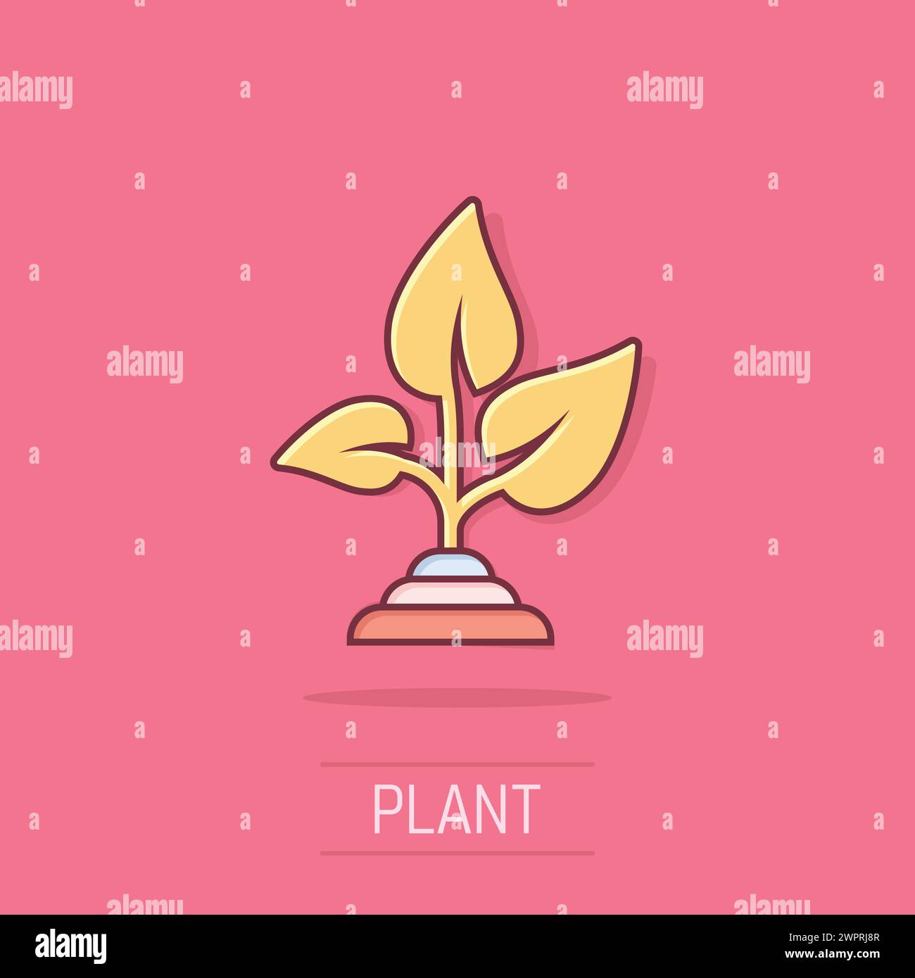 Leaf icon in comic style. Plant cartoon vector illustration on isolated ...