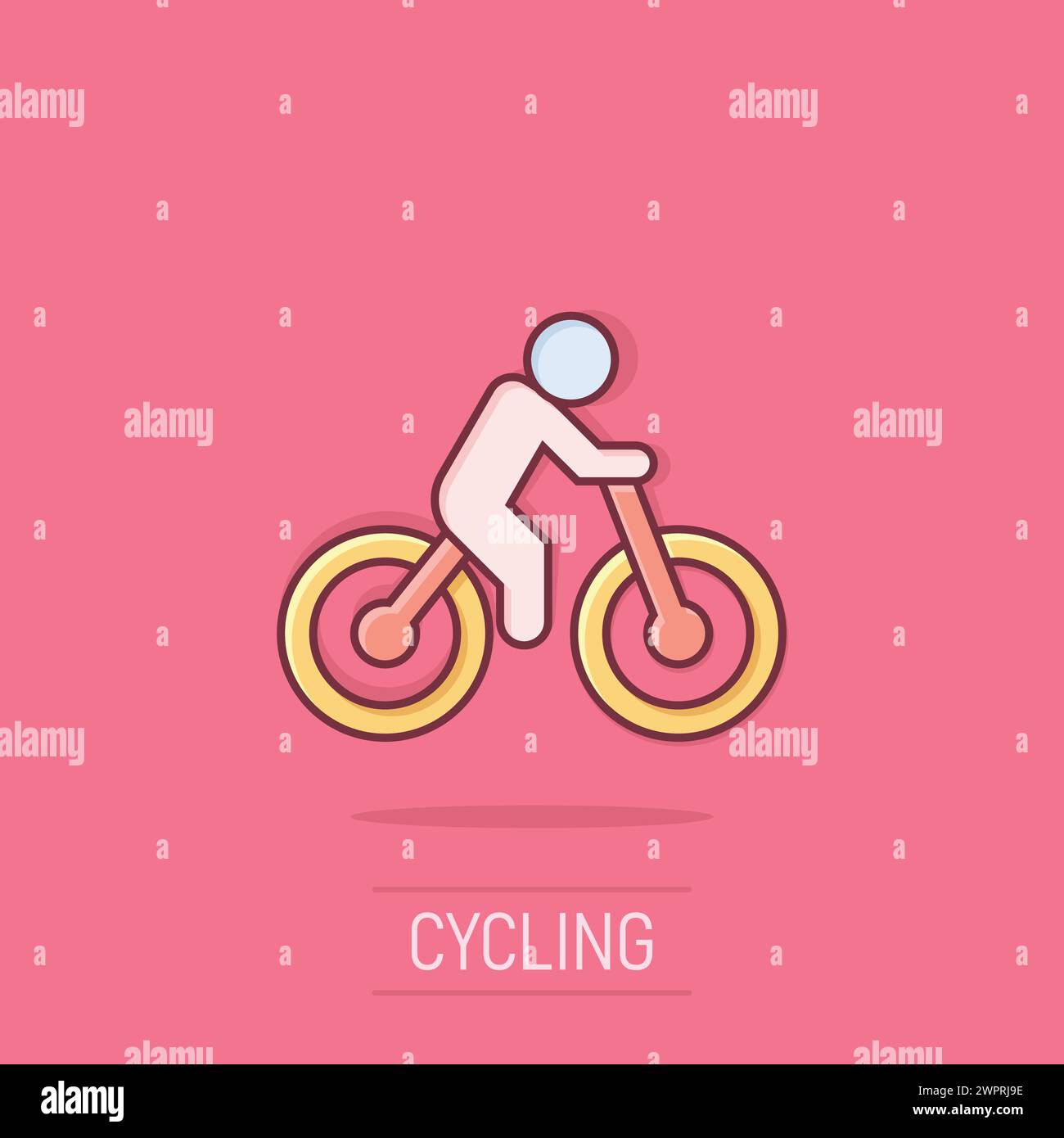 Bicycle icon in comic style. Bike with people cartoon vector ...