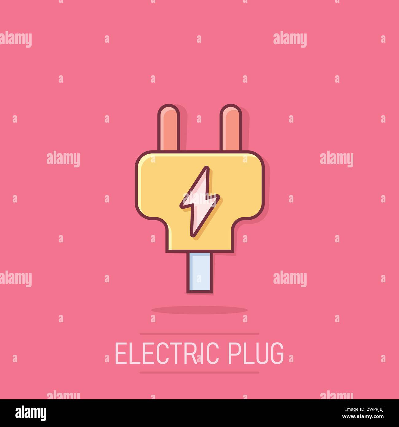Electric plug icon in comic style. Power adapter cartoon vector ...