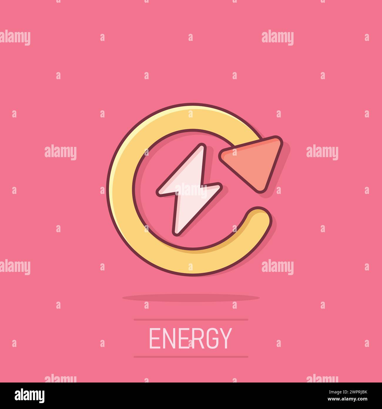Energy recharge icon in comic style. Voltage and arrow cartoon vector ...