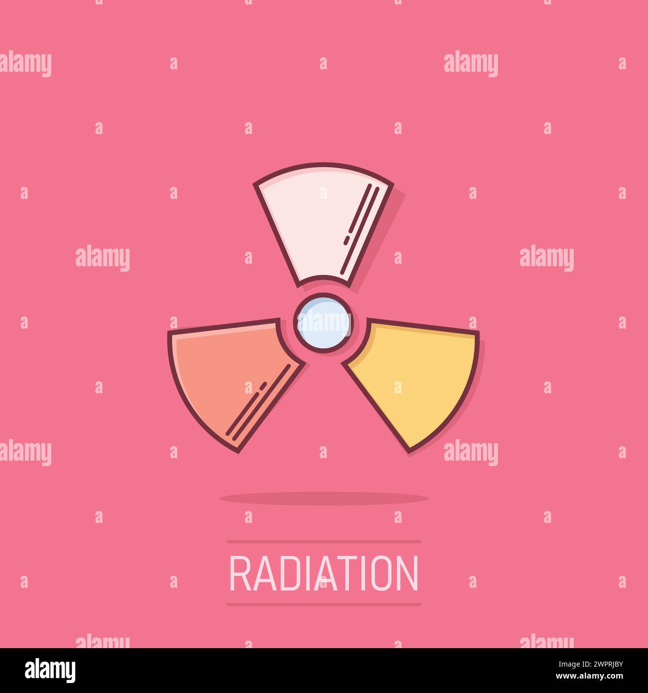 Nuclear radiation icon in comic style. Radioactivity cartoon vector ...