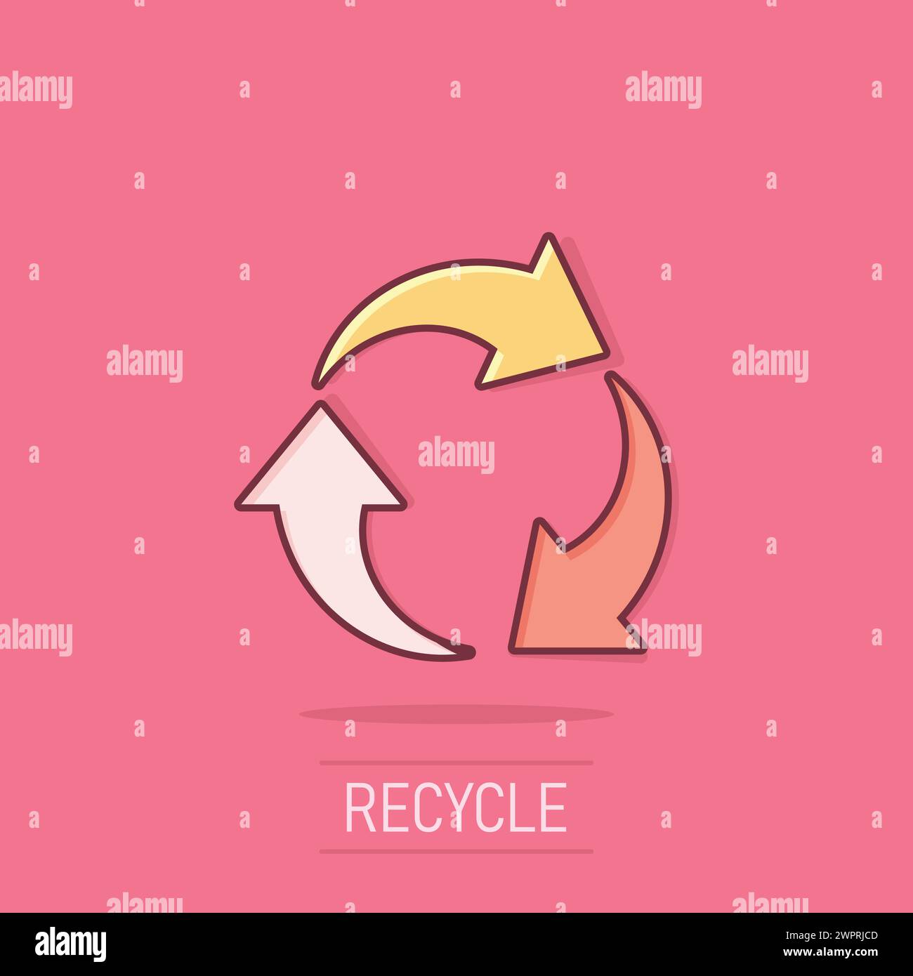 Recycle icon in comic style. Reuse cartoon vector illustration on ...