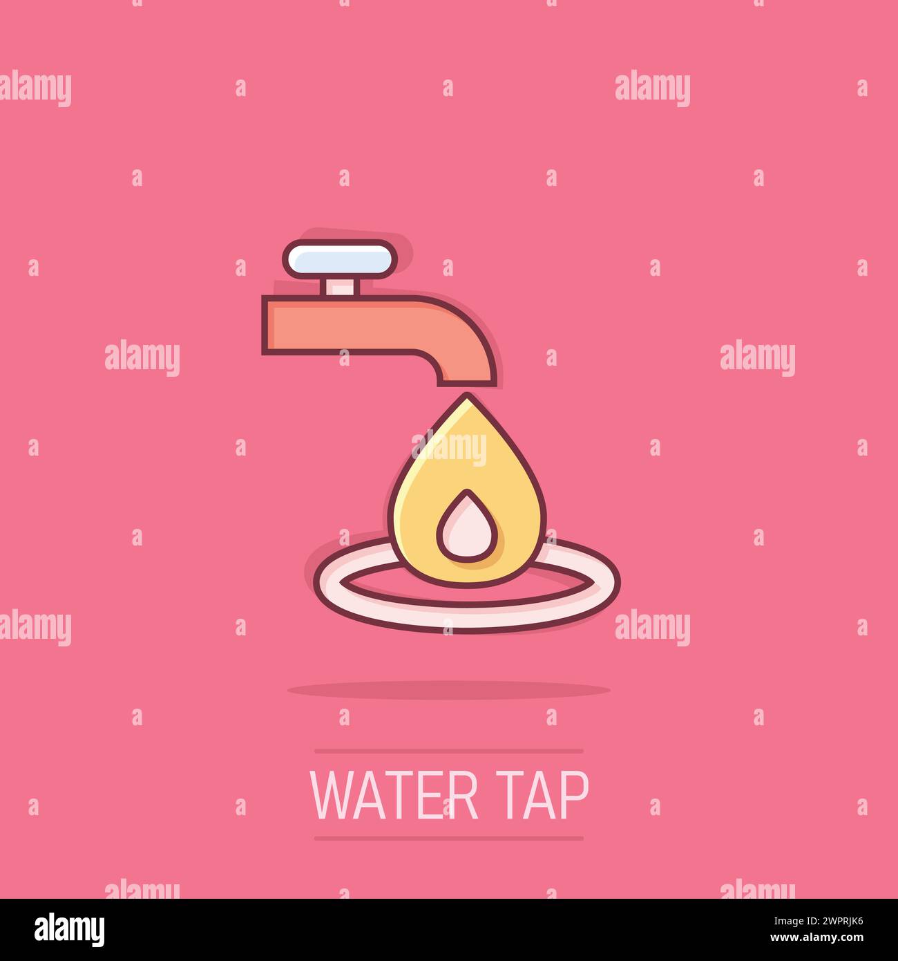 Water tap icon in comic style. Droplet cartoon vector illustration on ...