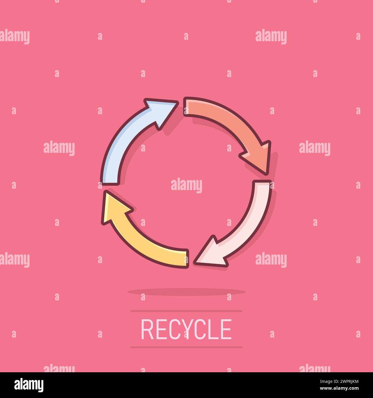 Recycle icon in comic style. Reuse cartoon vector illustration on ...