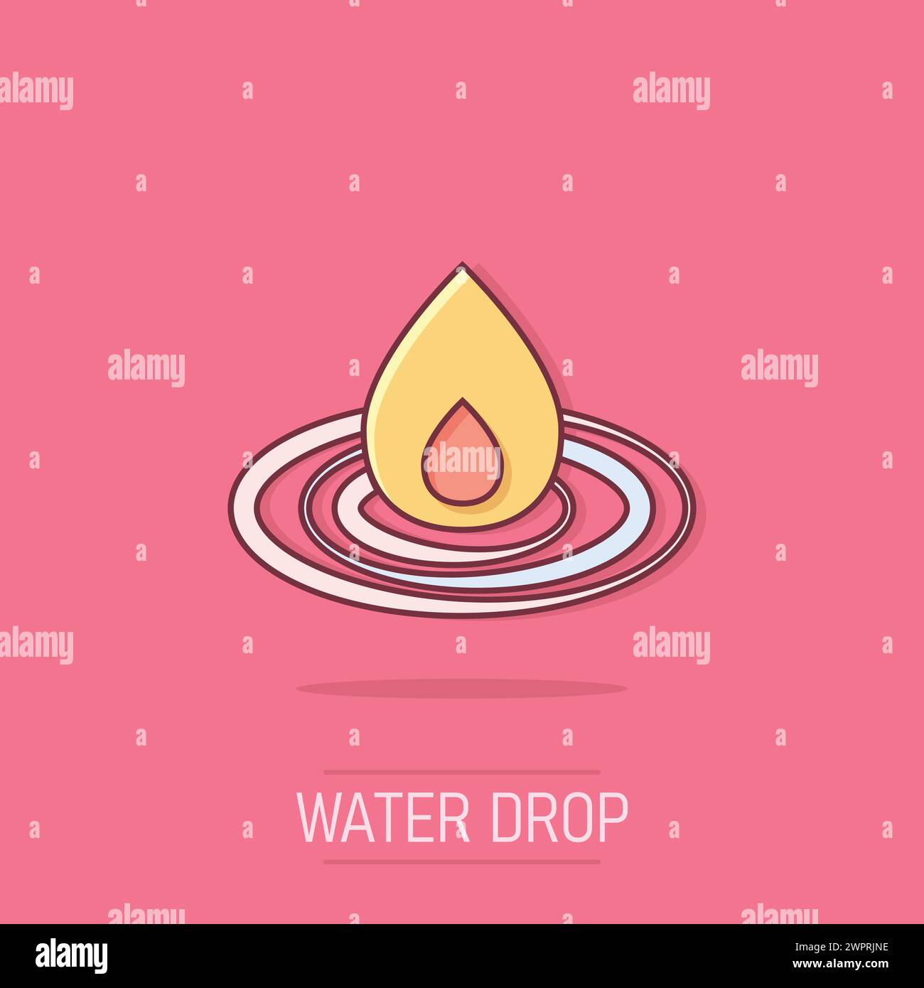 Water drop icon in comic style. Liquid cartoon vector illustration on ...