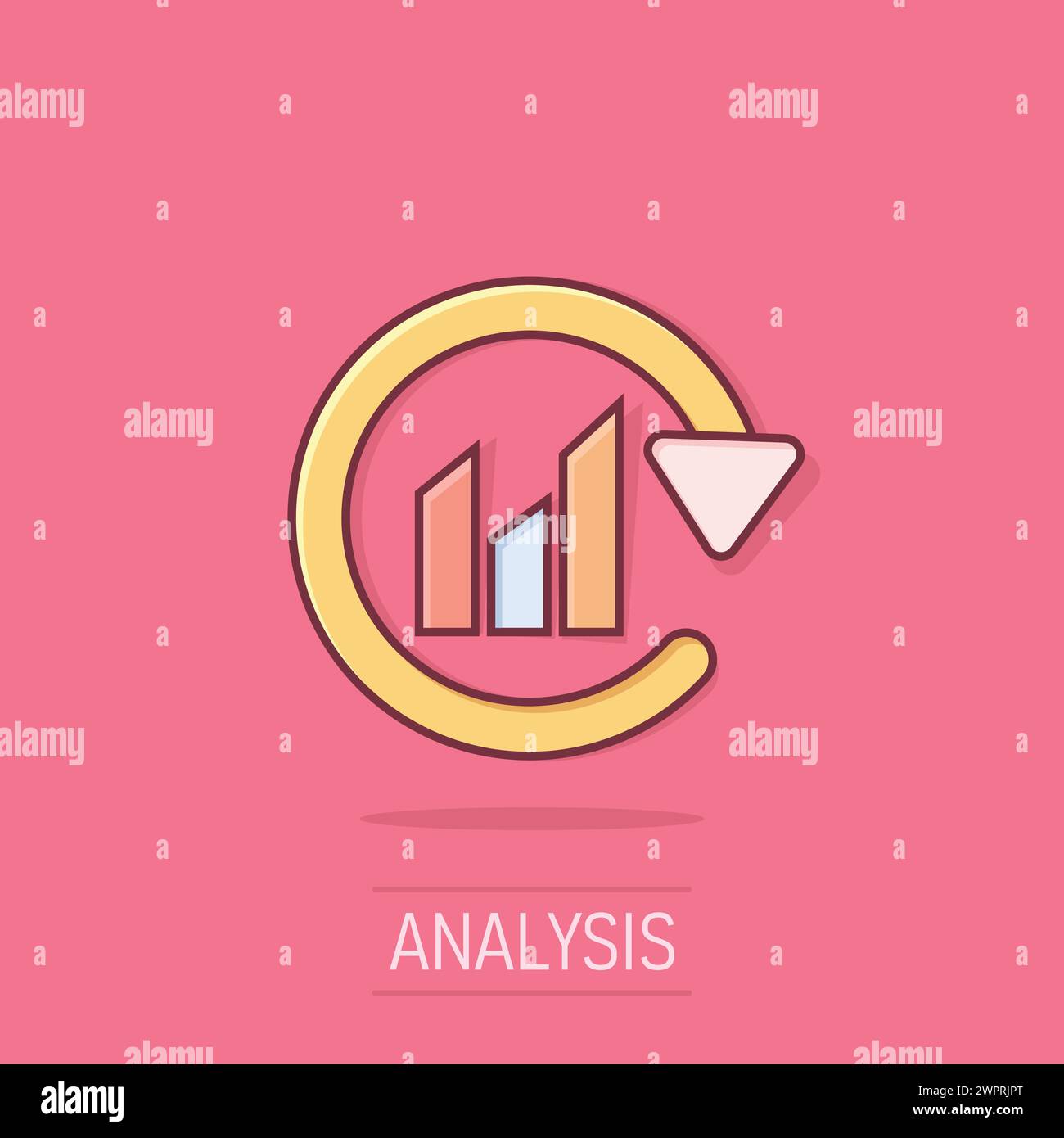 Graph arrow icon in comic style. Financial analytics cartoon vector ...