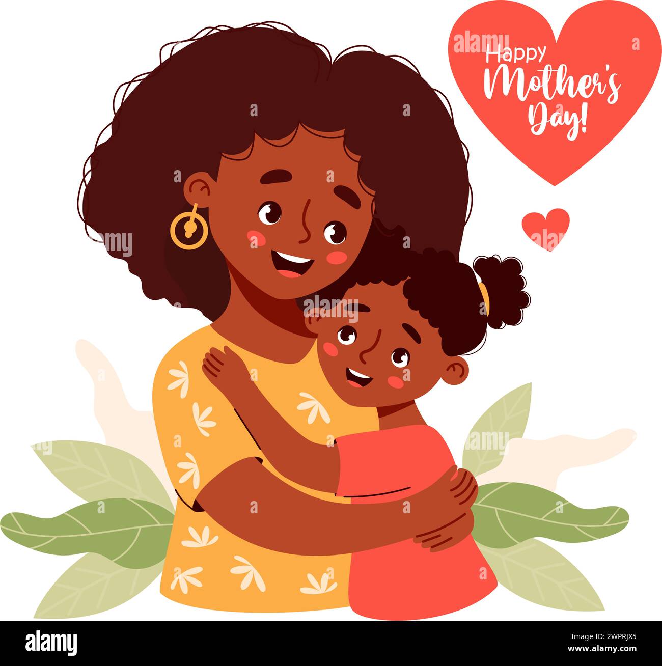 Cute happy ethnic black woman mother with her daughter. Happy Mother's ...