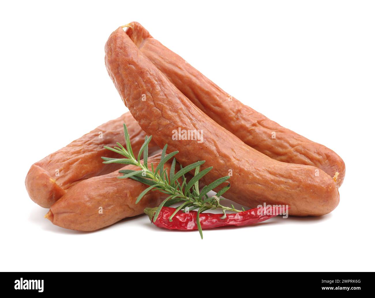 sausage on white background Stock Photo - Alamy