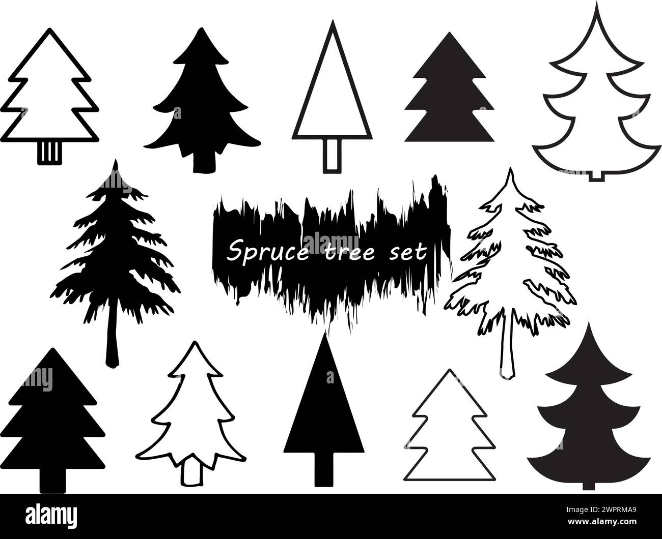 Vector set of different coniferous trees silhouettes Stock Vector Image ...