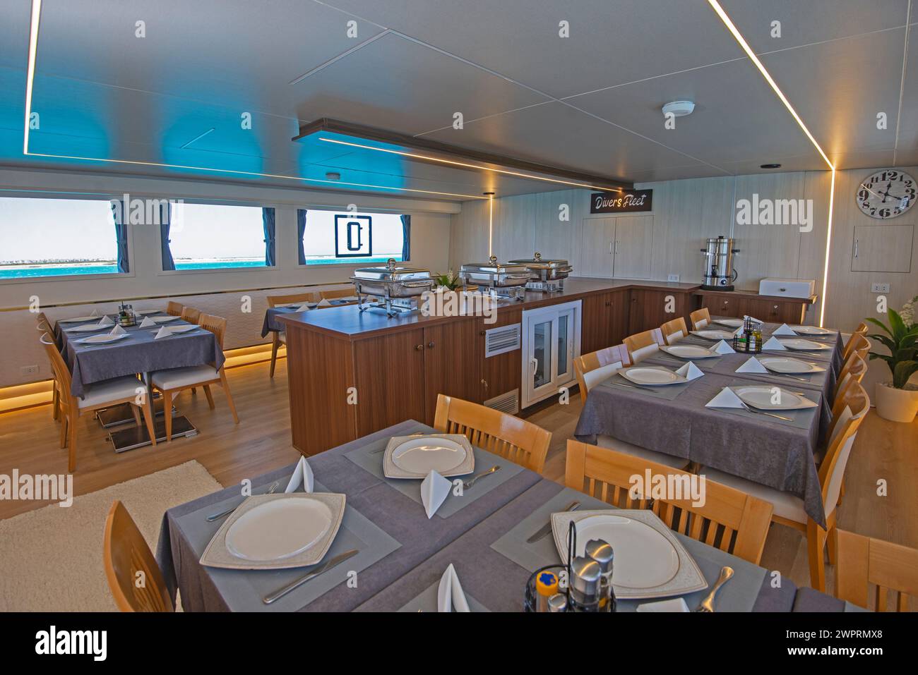 Interior design furnishing decor of the salon dining area in a large ...