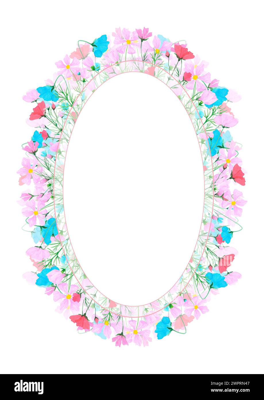 Hand drawn watercolor daisy wildflowers frame border isolated on white ...