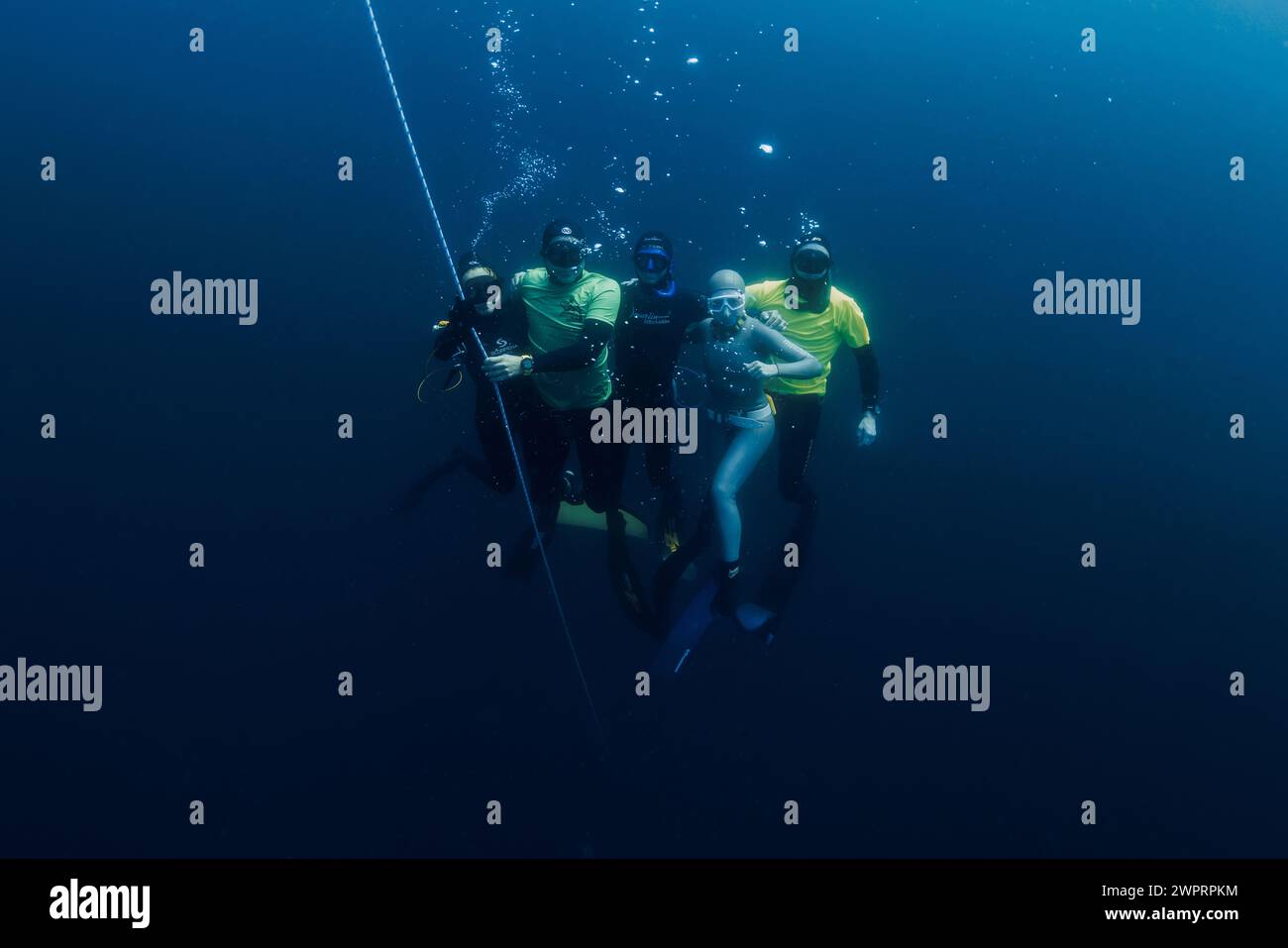 March 04, 2024. Nusa Penida, Indonesia. Group of free divers in wetsuit ...