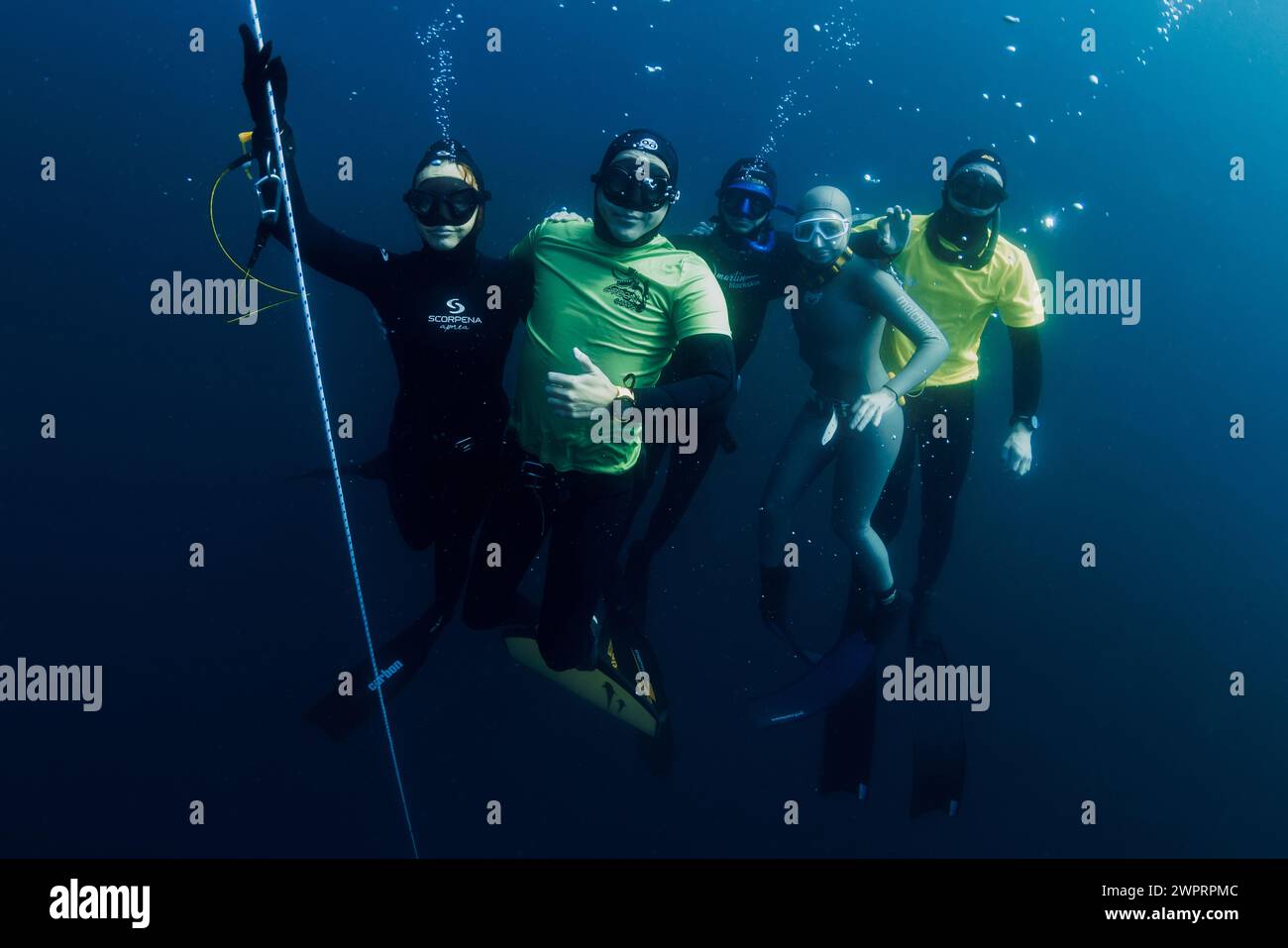 March 04, 2024. Nusa Penida, Indonesia. Group of free divers in wetsuit ...