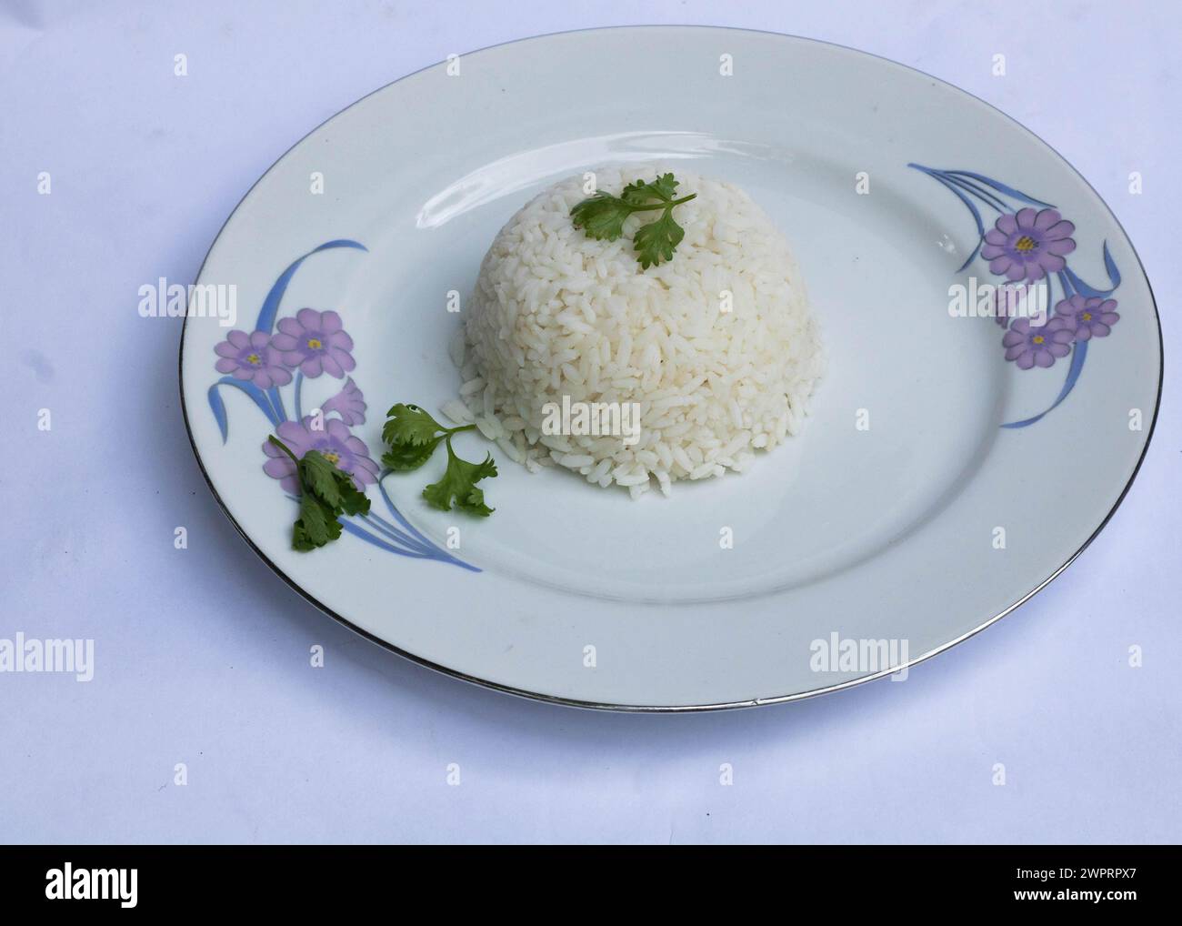Steamed rice in plate isolated,Plate of cooked white rice a background ...