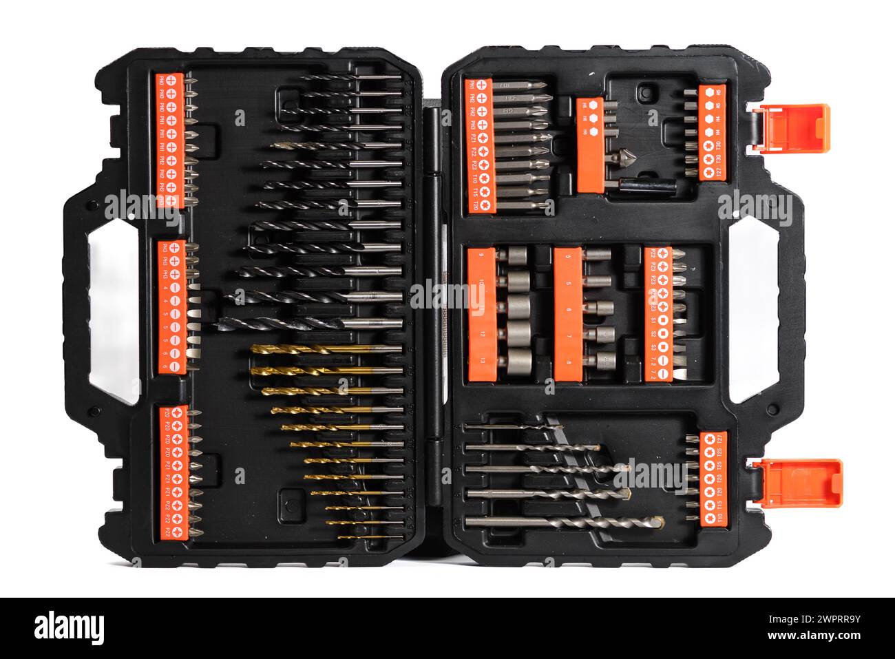 Set of screwdriver bits and drill bits for electric machine in a case ...