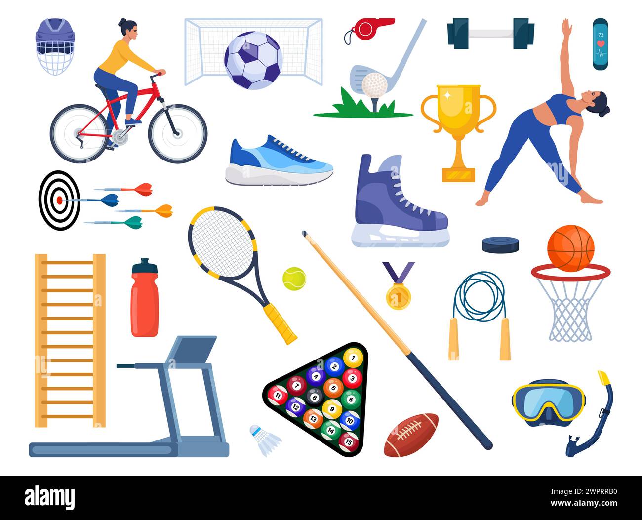 Sport equipment and sportsmen set. Various kind of sport activity ...