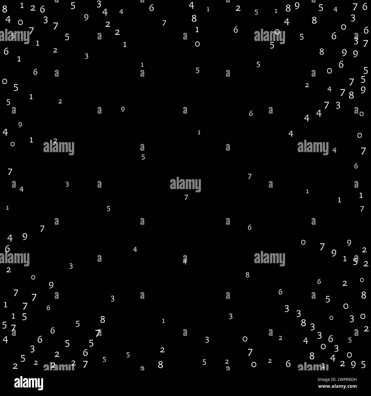 Falling numbers, big data concept. Binary white orderly flying digits ...