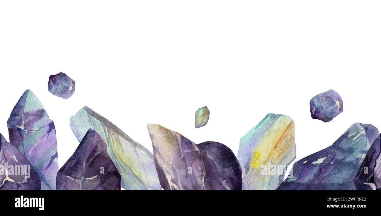 Amethyst gem border on white hi-res stock photography and images - Alamy