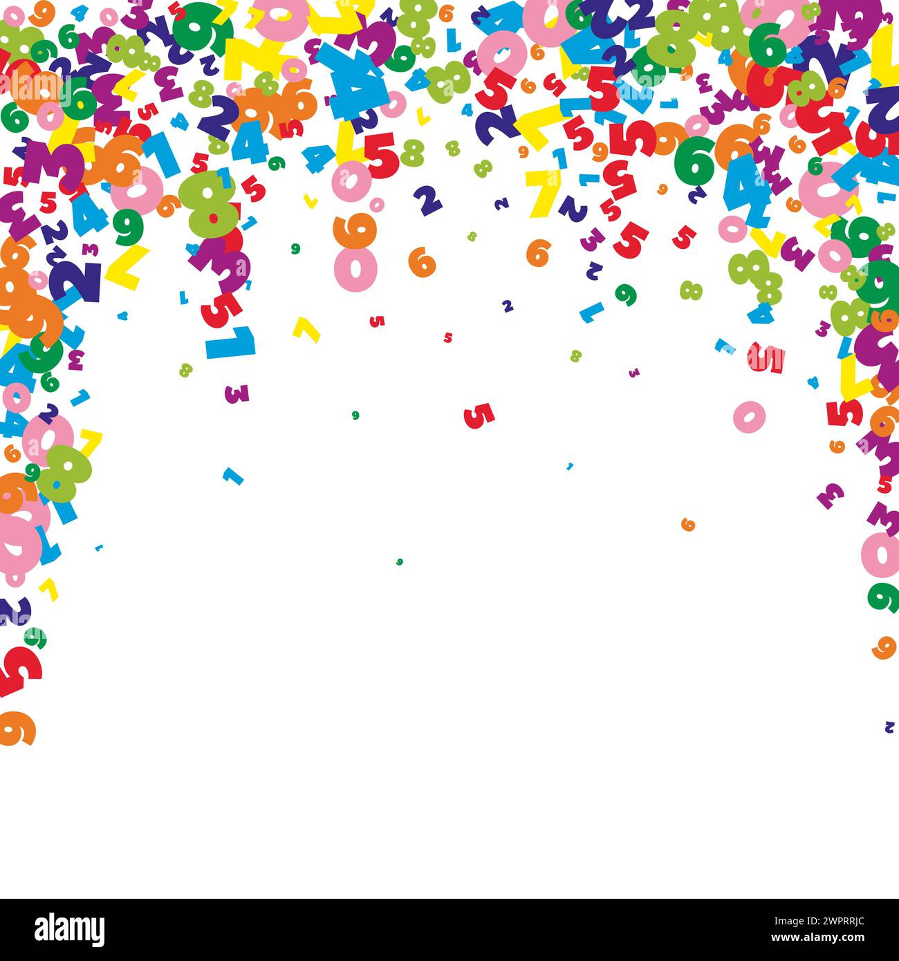 Falling bright numbers. Math study concept with flying digits. Curious ...