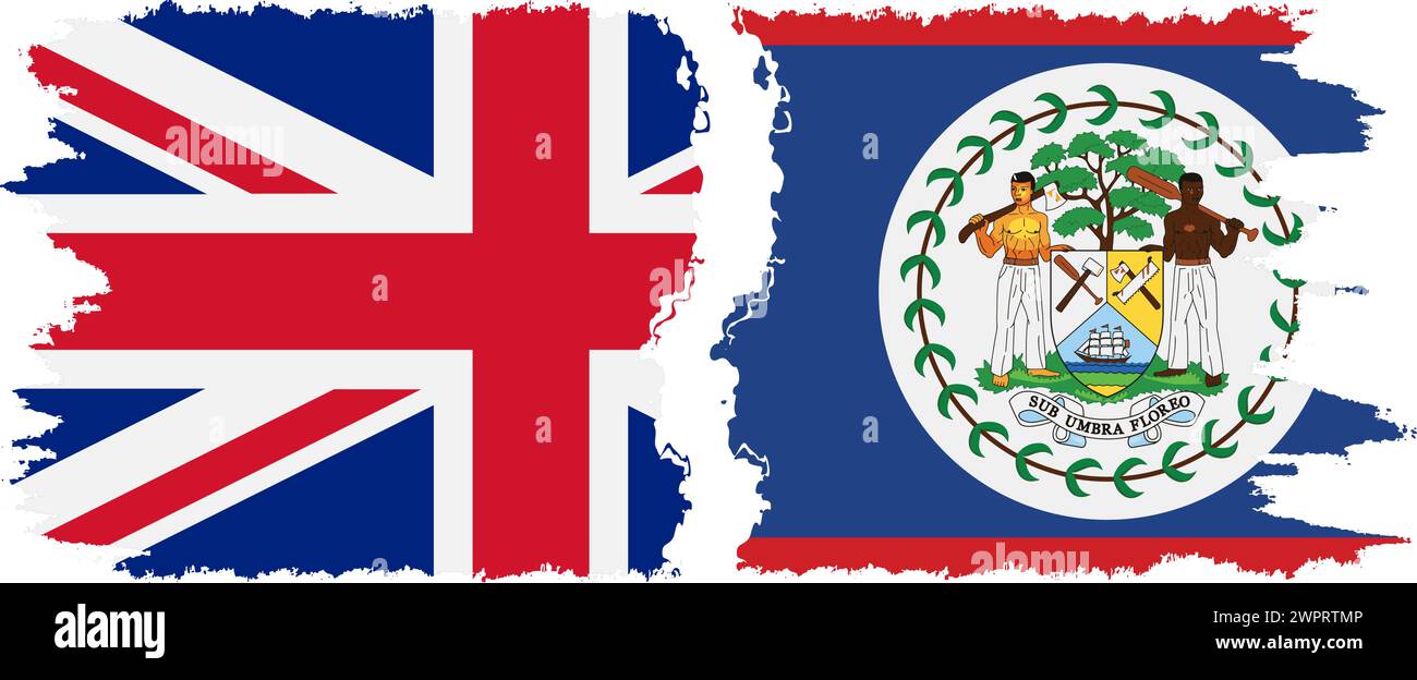 Belize and United Kingdom grunge flags connection, vector Stock Vector ...
