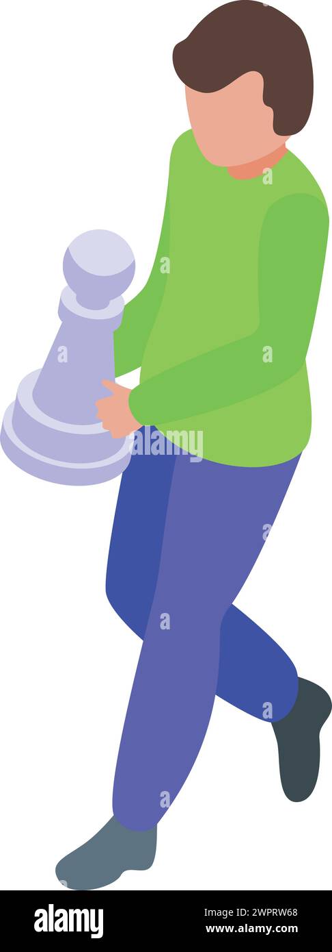 Kid chess move icon isometric vector. People education. Club play toy ...