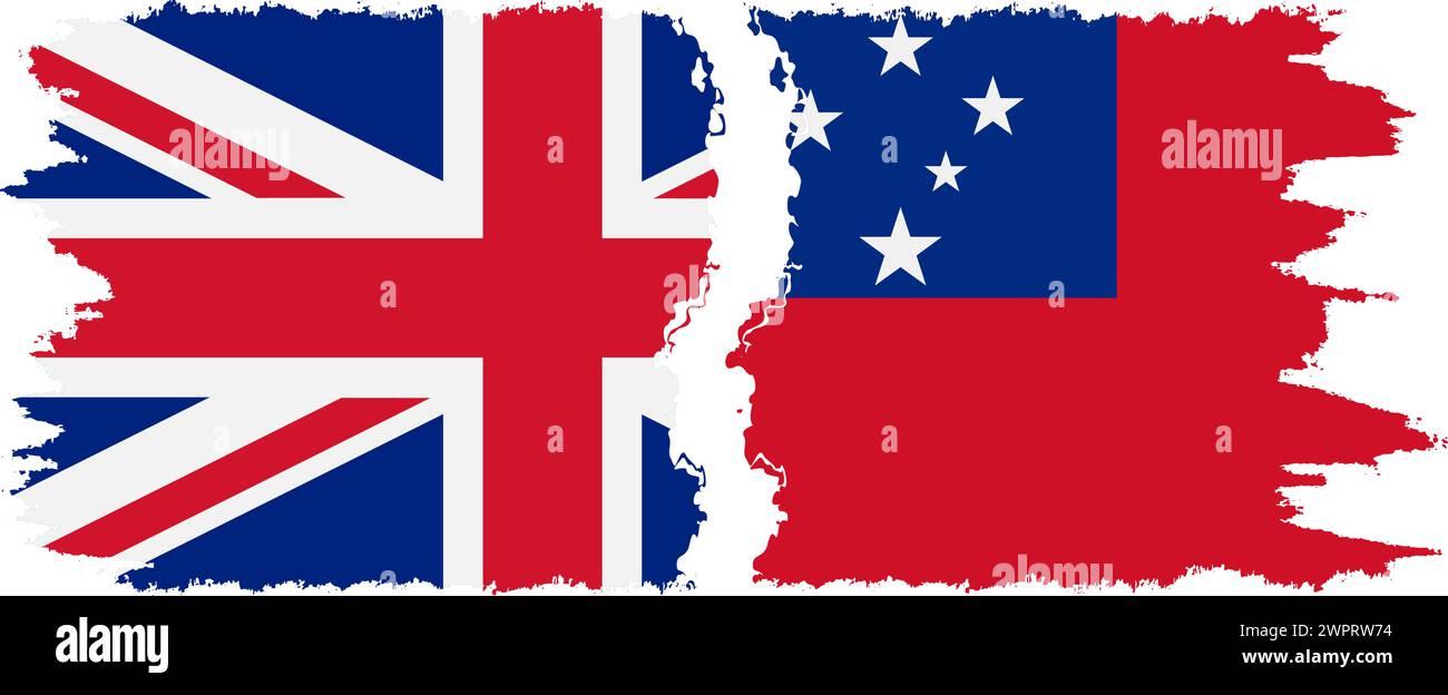 Independent State and United Kingdom grunge flags connection, vector ...