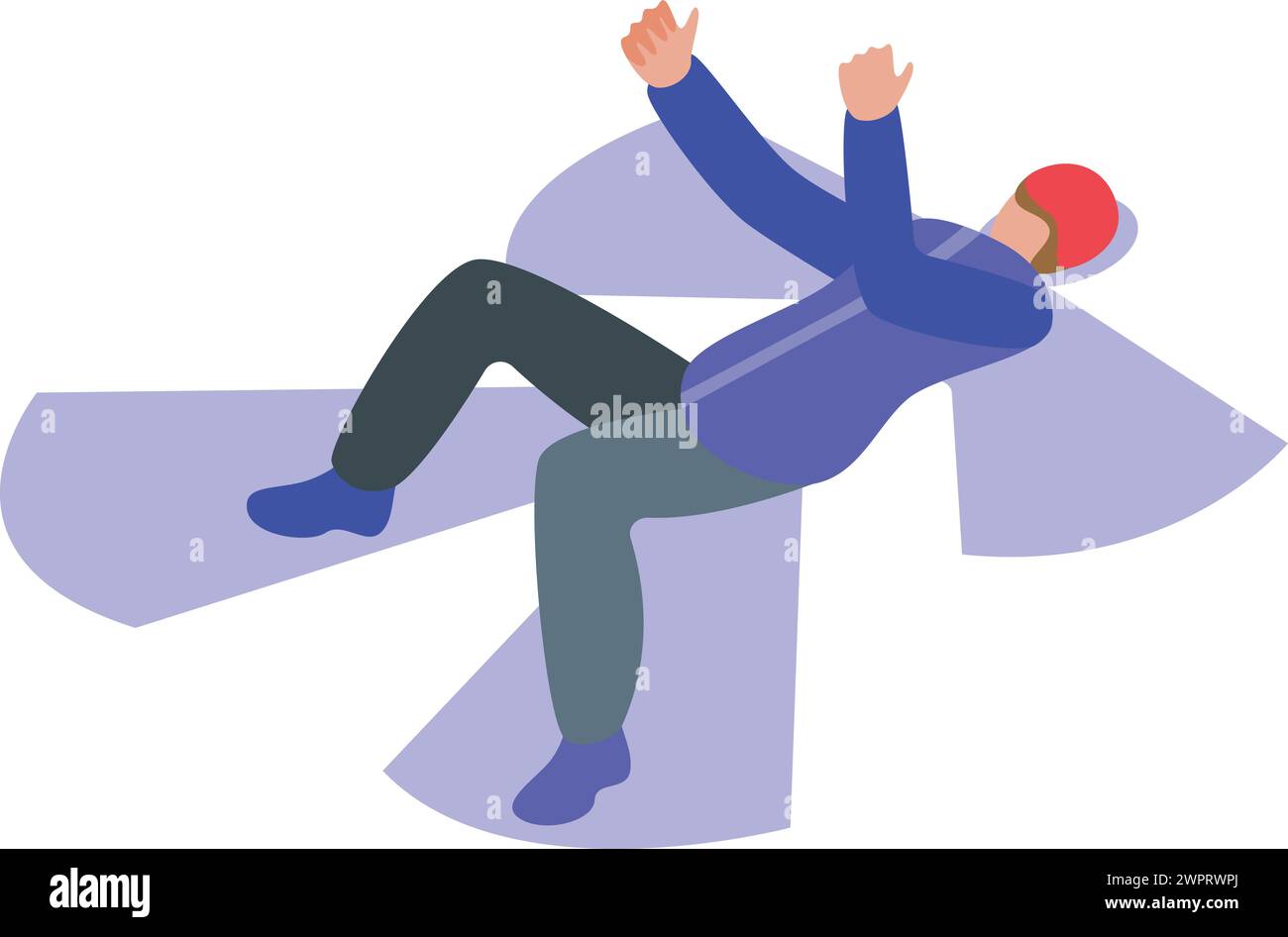 Kid snow angel icon isometric vector. Person outside. Frosty break ...