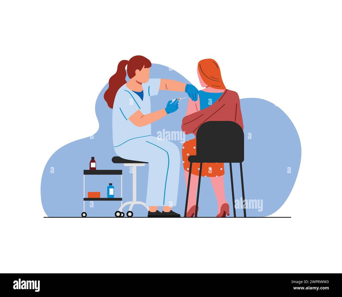 Nurse vaccinating a patient. Vector illustration in a flat style Stock ...