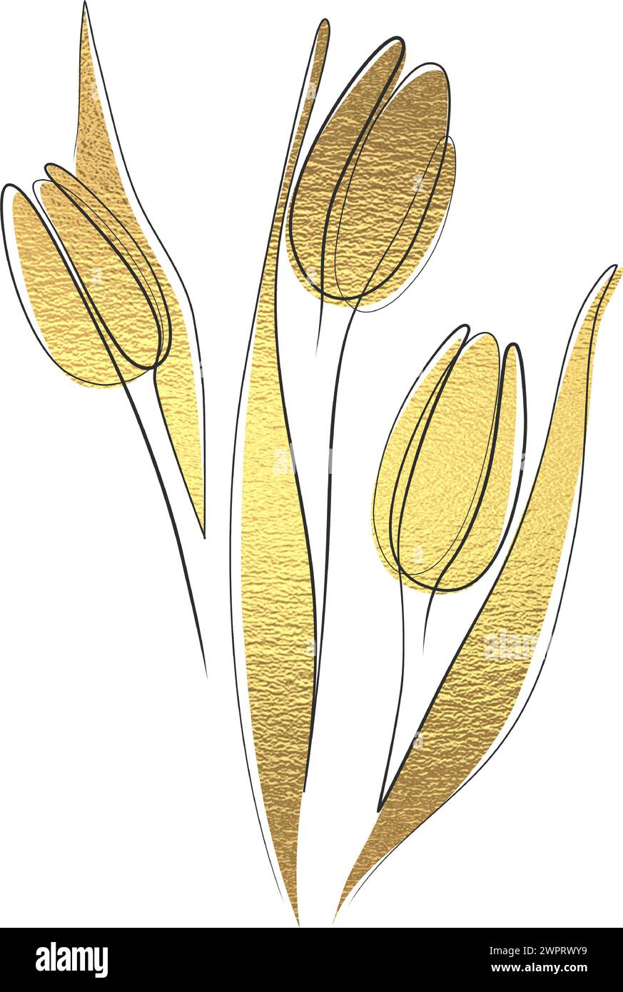 Golden metallic tulips Stock Vector Images - Alamy