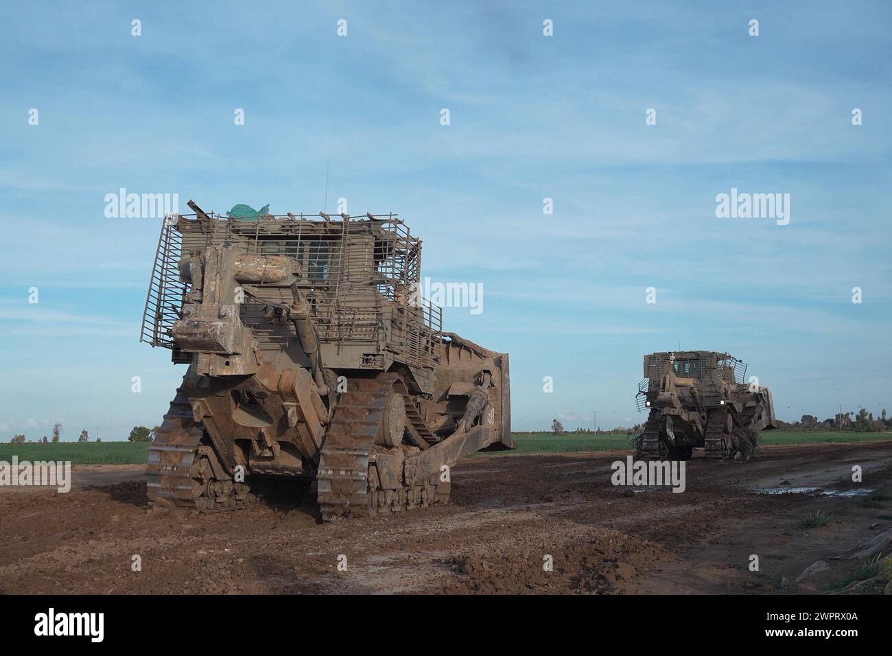 Israeli D9 armored military bulldozers return from central Gaza amid ...