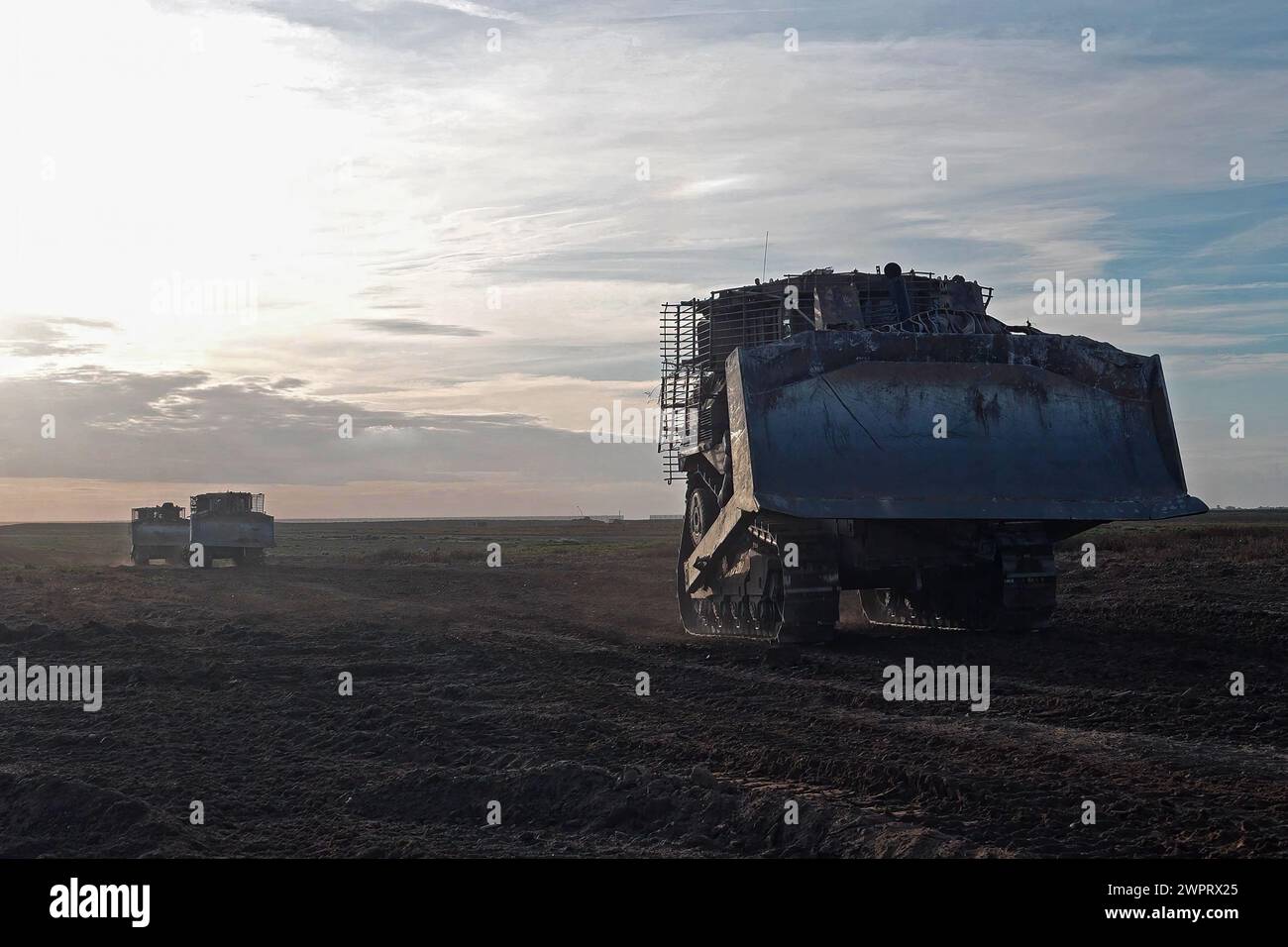 Israeli D9 armored military bulldozers return from central Gaza amid ...