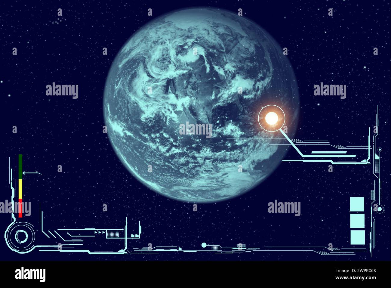 Illustration futuristic spaceship control in space Stock Photo - Alamy
