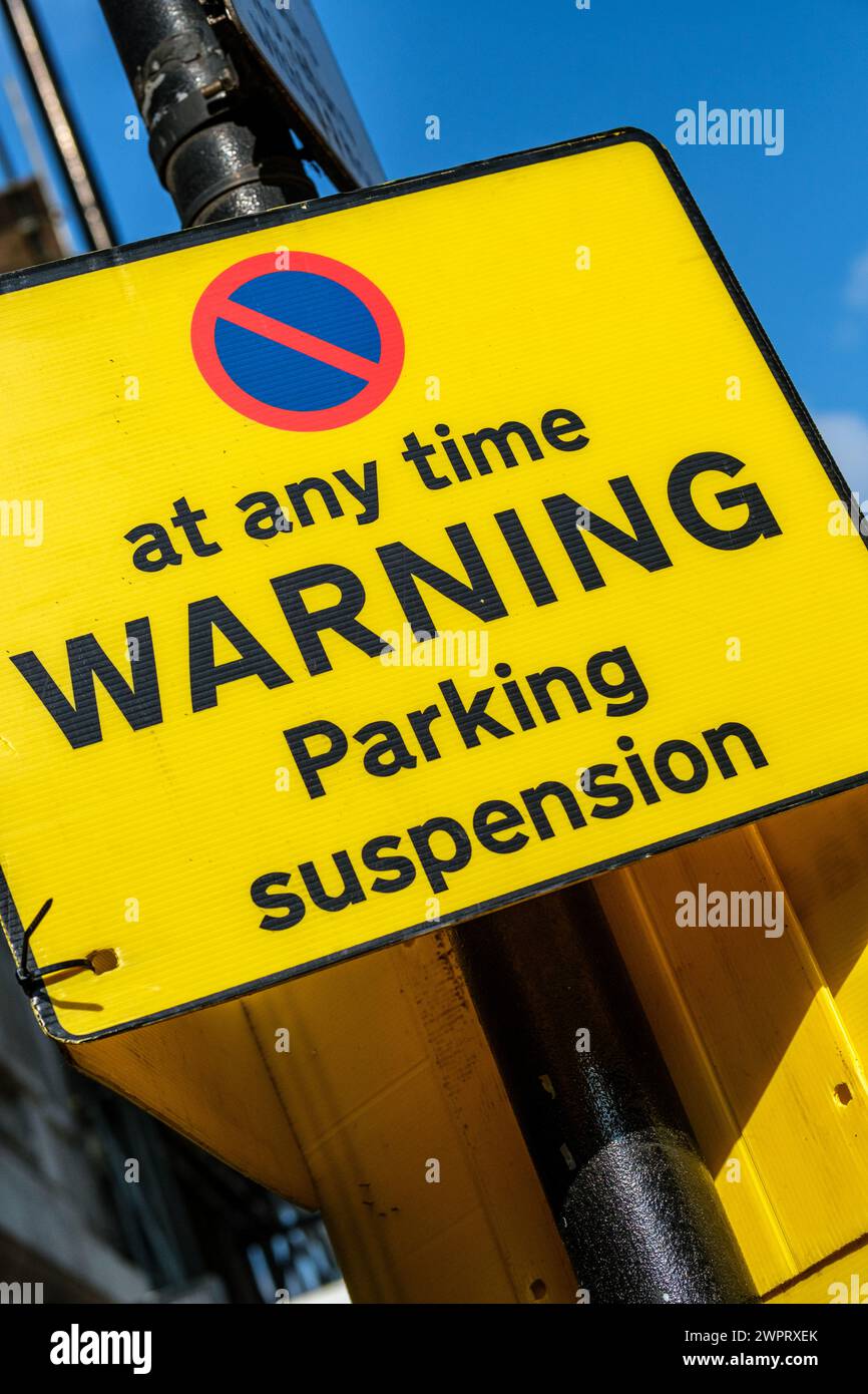 Soho, London UK, March 08 2024, Parking Suspension Sign Or Order To ...