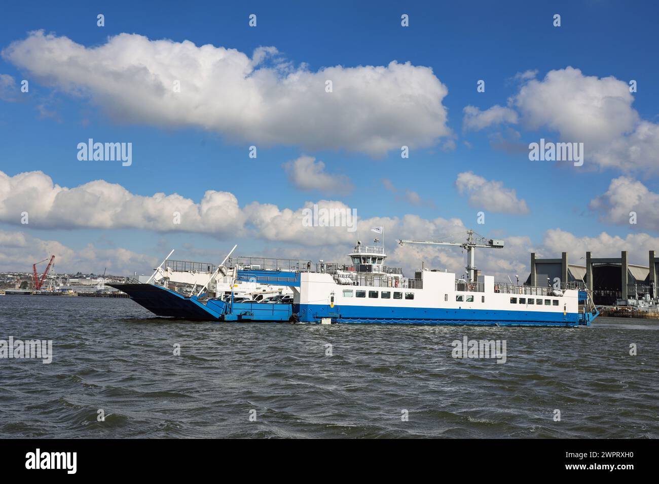 A Torpoint Ferry crossing the River Tamar from Devon to Cornwall ...