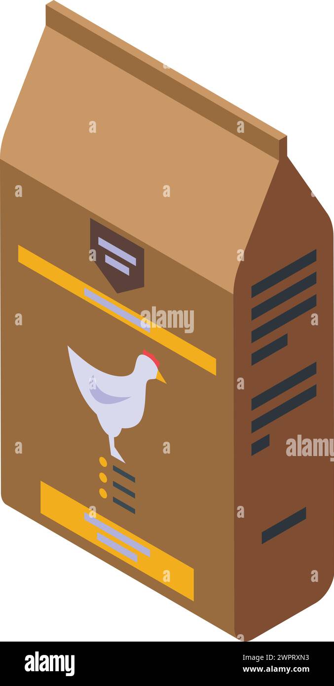 Food chicken package icon isometric vector. Farmer food. Feeder ...