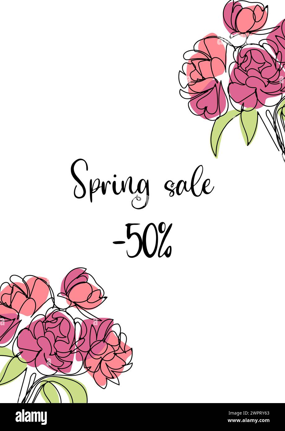 Spring sale lineart , line, discounts, banner, poster, advertisement ...