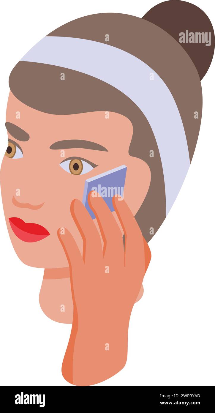 Cosmetics face care icon isometric vector. Cute girl makeup. Lady ...