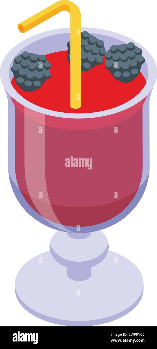 Berry alcoholic cocktail icon isometric vector. Vodka summer ...
