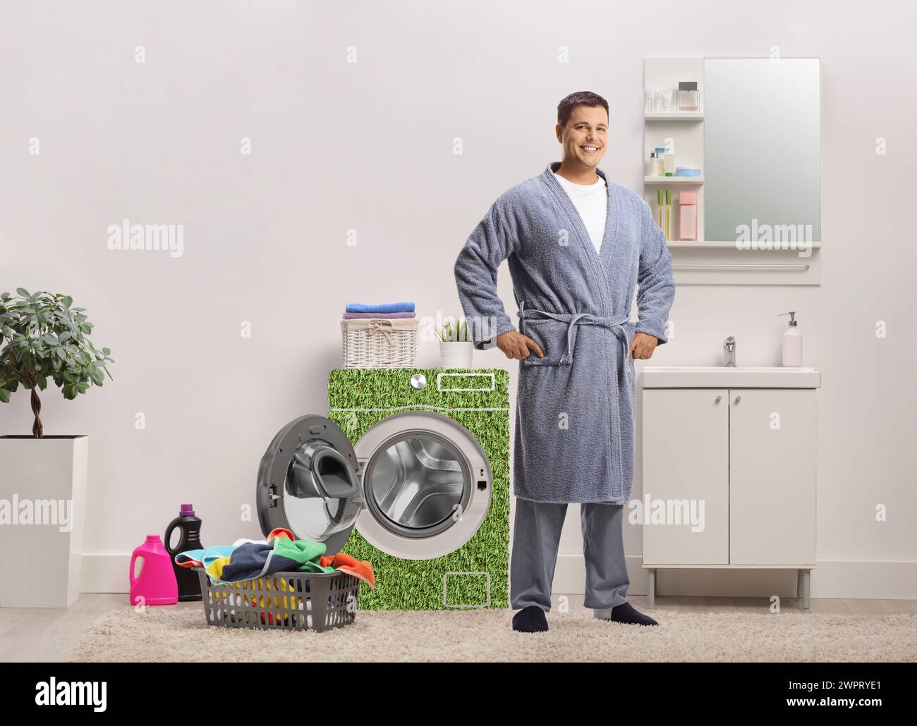 Portrait in washing machine man hi-res stock photography and images - Alamy