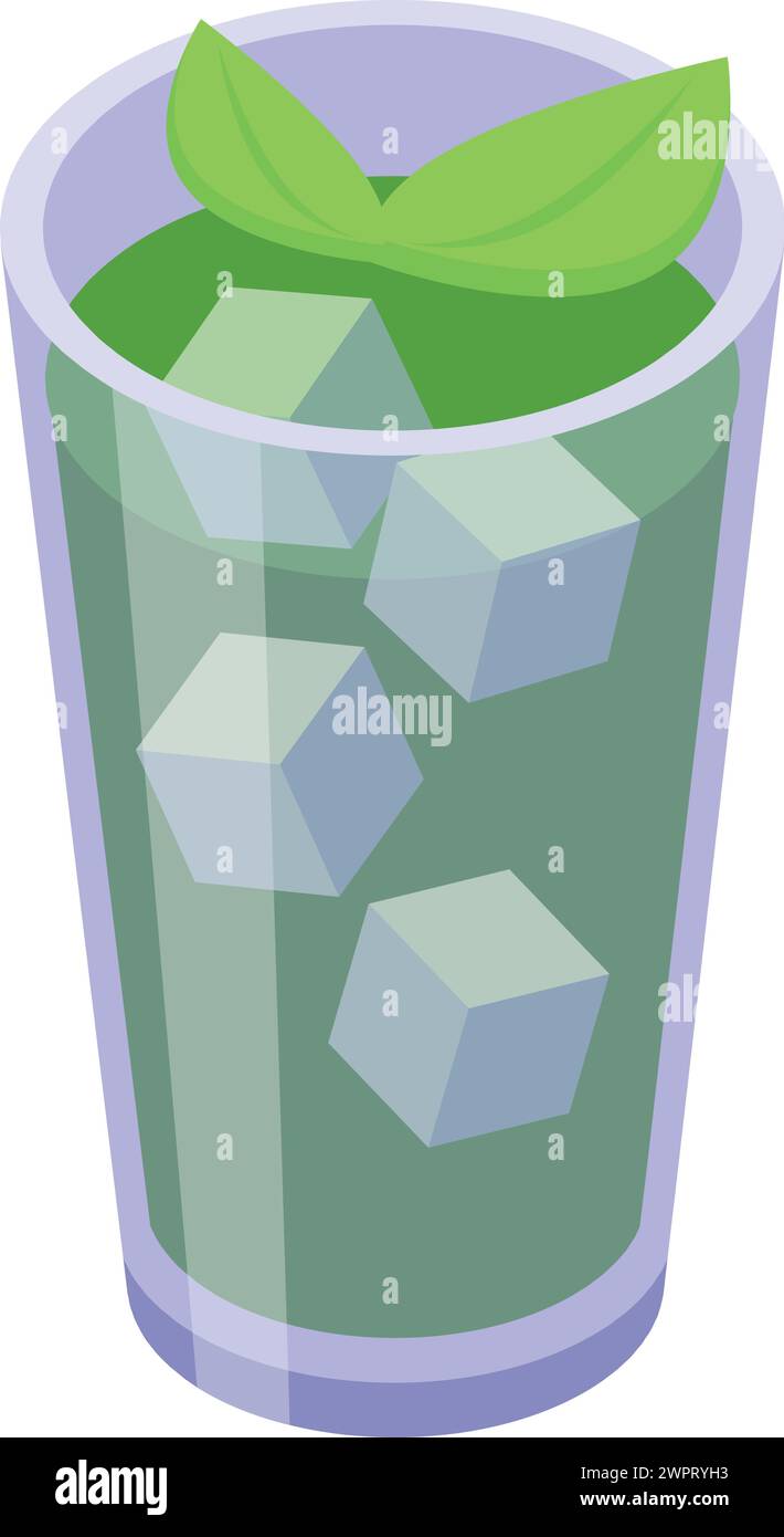 Green limes cocktail icon isometric vector. Vodka lemon. Summer drink ...