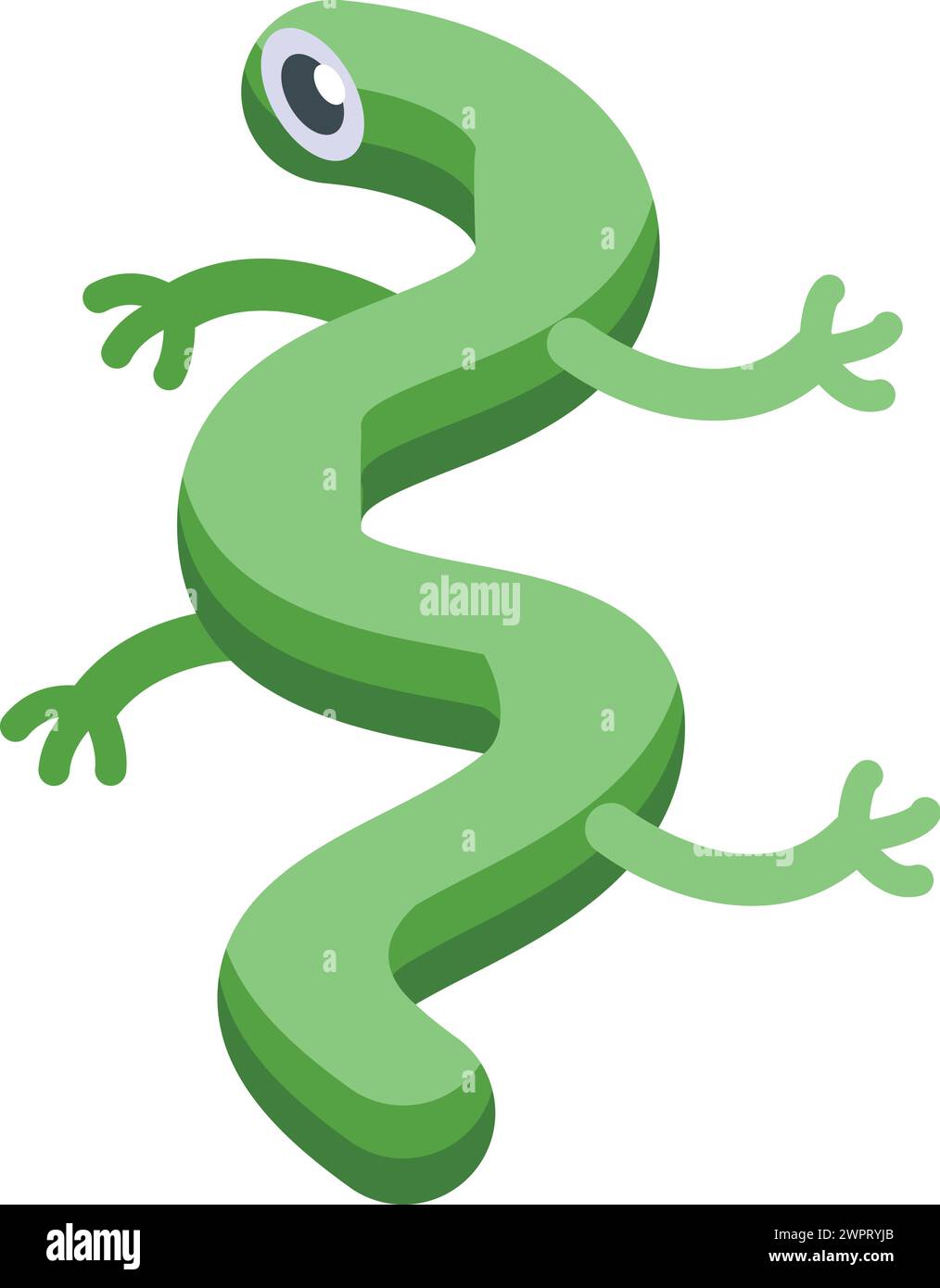 Green snake monster icon isometric vector. Scary baby fun. Creature ...