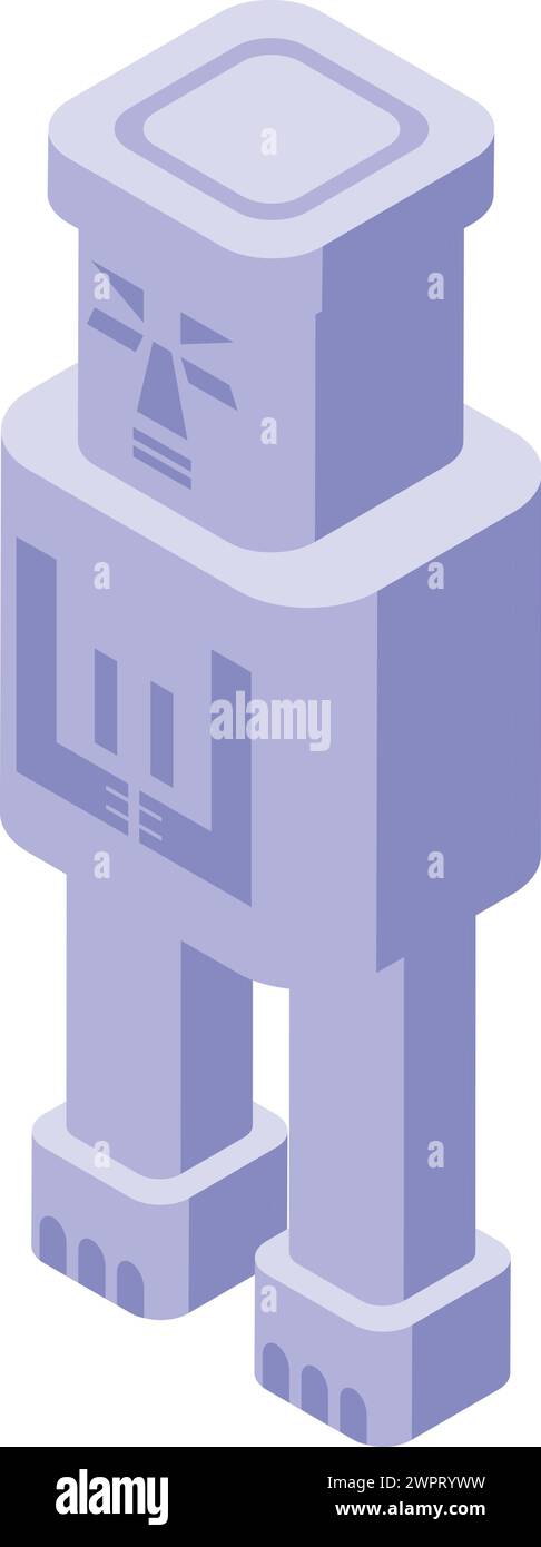 White totem icon isometric vector. Island idol statue. Animal shaman ...